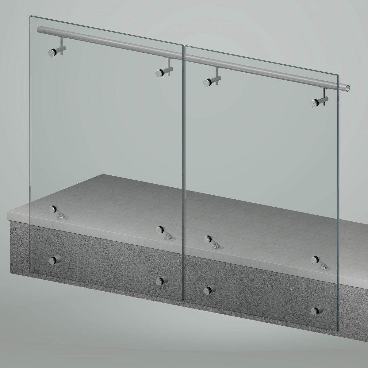 Glass Railing, Windscreen, Stairway - Landmark Facade