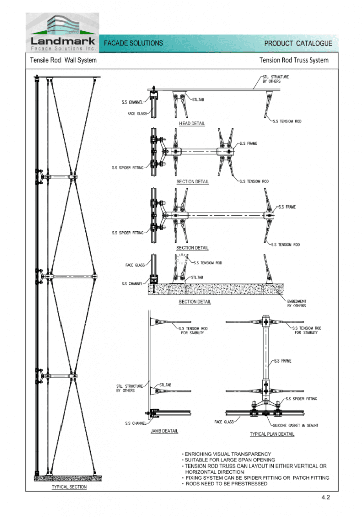 Tension Rod Truss System - Landmark Facade