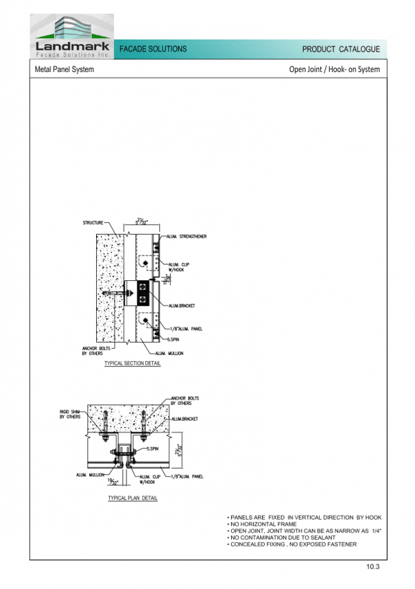 Open Joint Hook on System - Landmark Facade