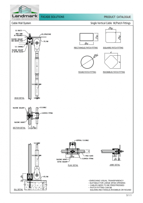 Single Vertical Cable System - Landmark Facade